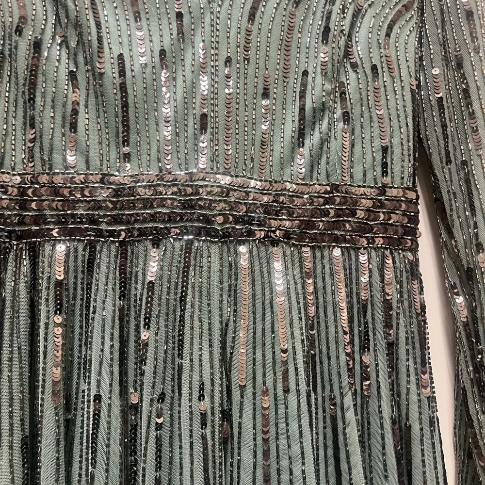 Mac Duggal | Dresses | Mac Duggal Sage Green Longsleeve Sequin Evening ...